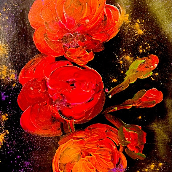 red door black shoes | Art | Oil Acrylic Medium Poppy Flower Painting ...